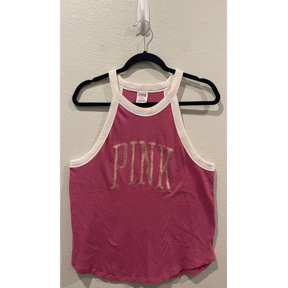 PINK Victoria's Secret | Tops | Pink Halter Sequin Pink Top | Poshmark